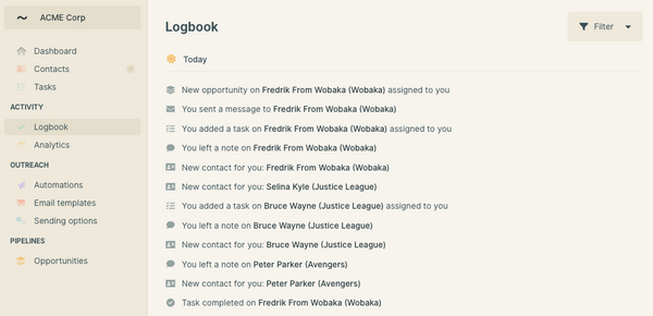 Logbook, task notes and more!